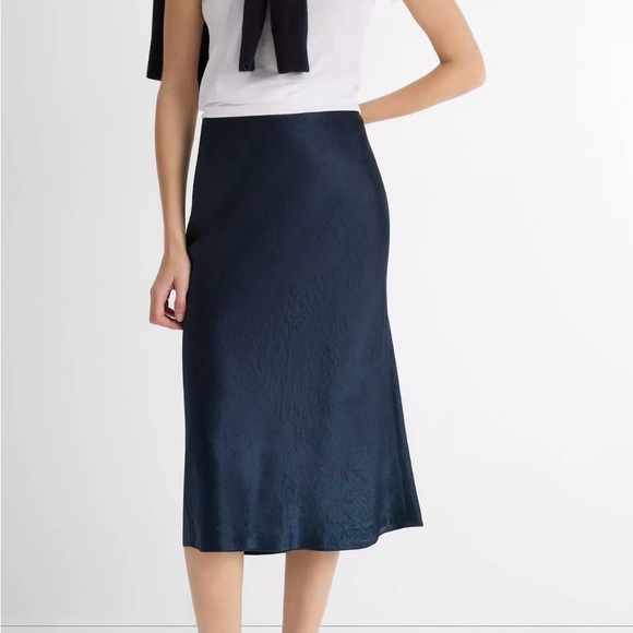 Vince | Skirts | New Vince Navy Satin Slip Midi Skirt | Poshmark